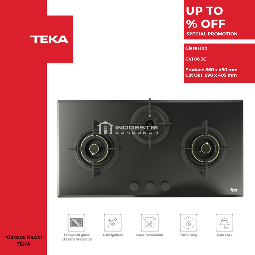 Jual Kompor Tanam Teka 3 Tungku GVI LUX 86 3 G / Kompor Gas Tanam Teka ...