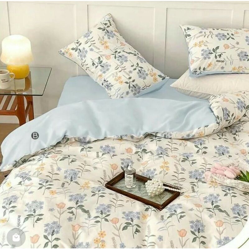 Jual Sprei Estetik Korea (Motif Purple Daisy) | Shopee Indonesia