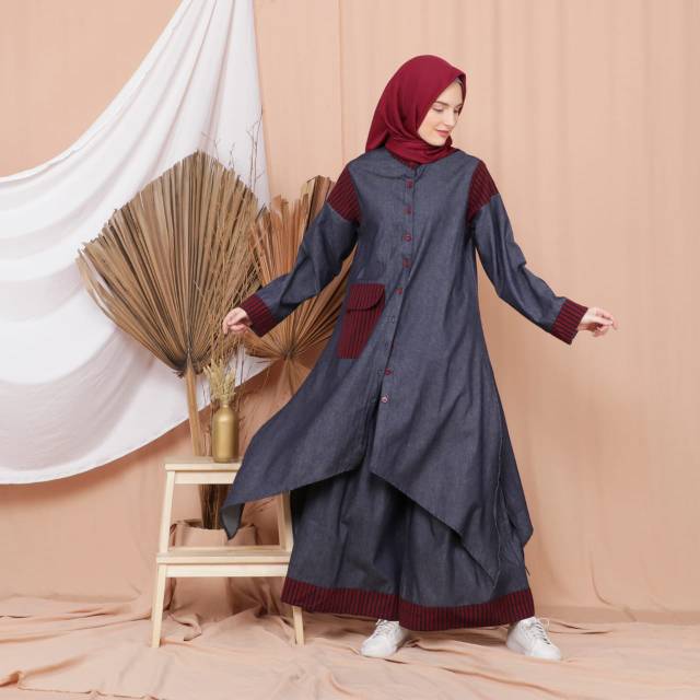 Jual Khalifah set red ( tunic & cullote ) | Shopee Indonesia