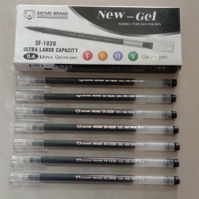 Jual Pulpen Gel Safari Brand SF - 1020 Gel Ink Pen 0.4mm per Pack (isi ...