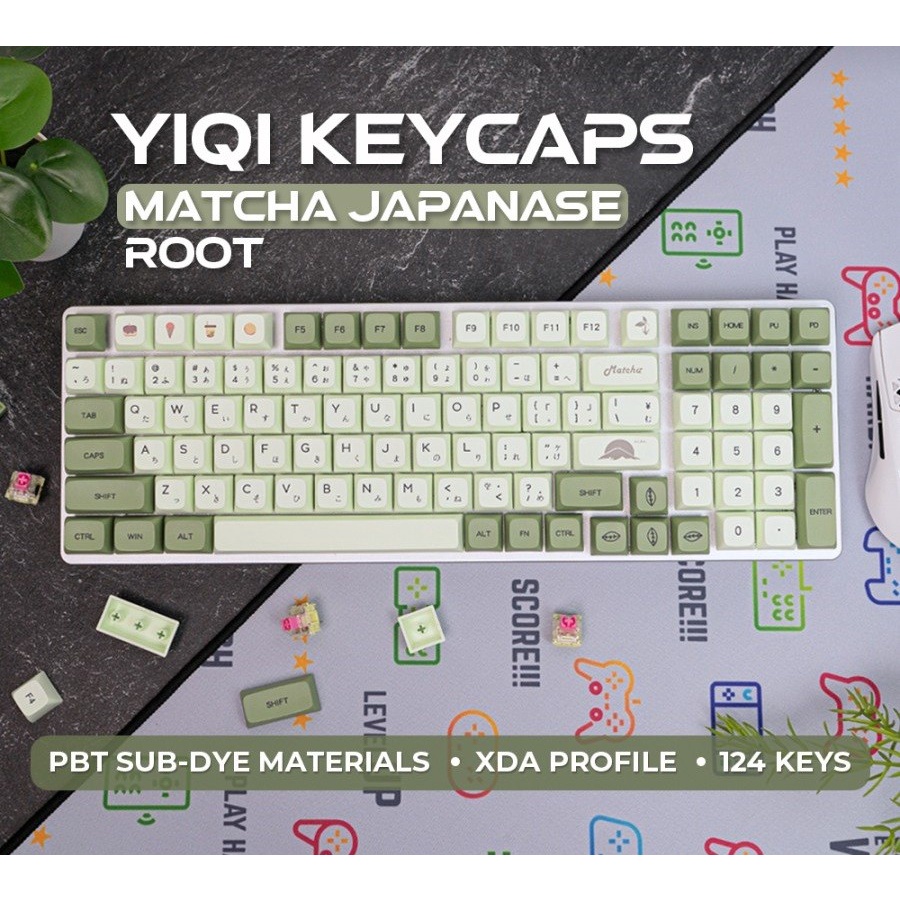 Jual Yiqi Matcha Japanese Root PBT Dye-sub Keycaps 124 set XDA Profile ...