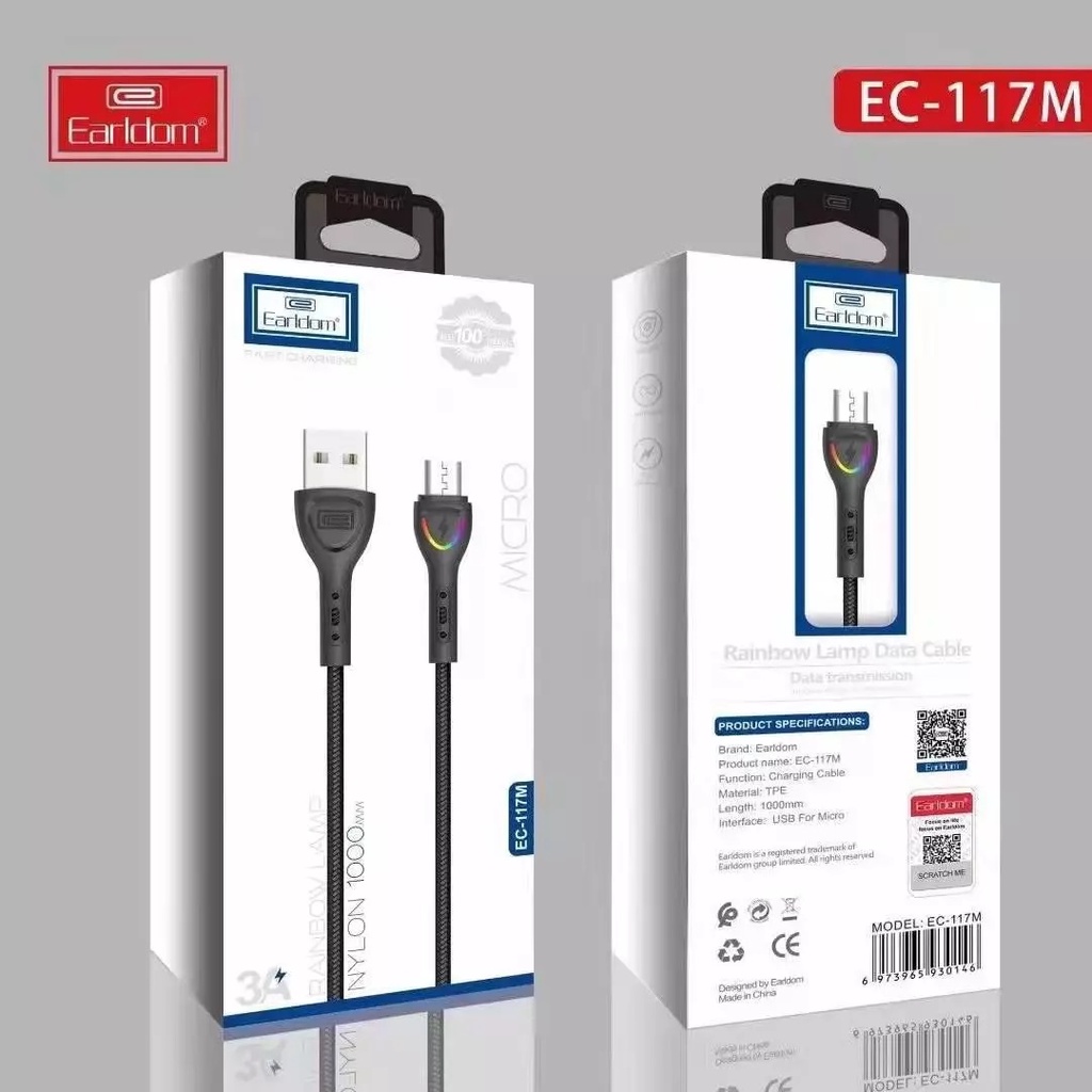 Jual Kabel Data Cable Original EARLDOM EC-117M 3A Fast Charging For ...