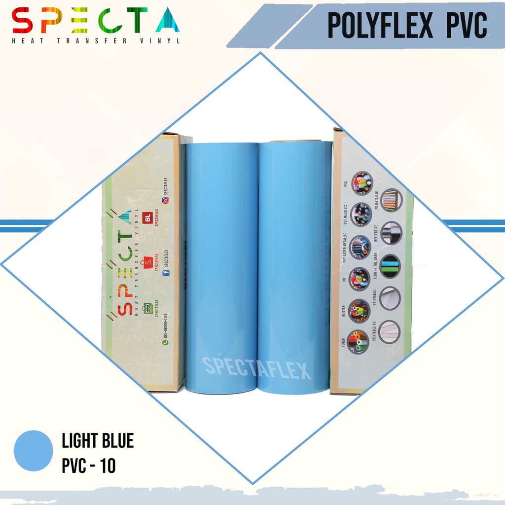 Jual SPECTAFLEX POLYFLEX KOREA PVC-10 ROLL LIGHT BLUE HTV VINYL - PVC ...