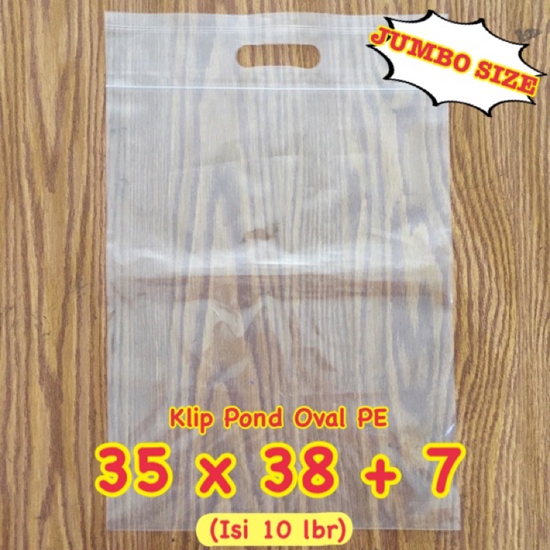 Jual (10 LBR) Plastik Klip Zip Lock Pond Oval Plong 35x38+7 Besar ...