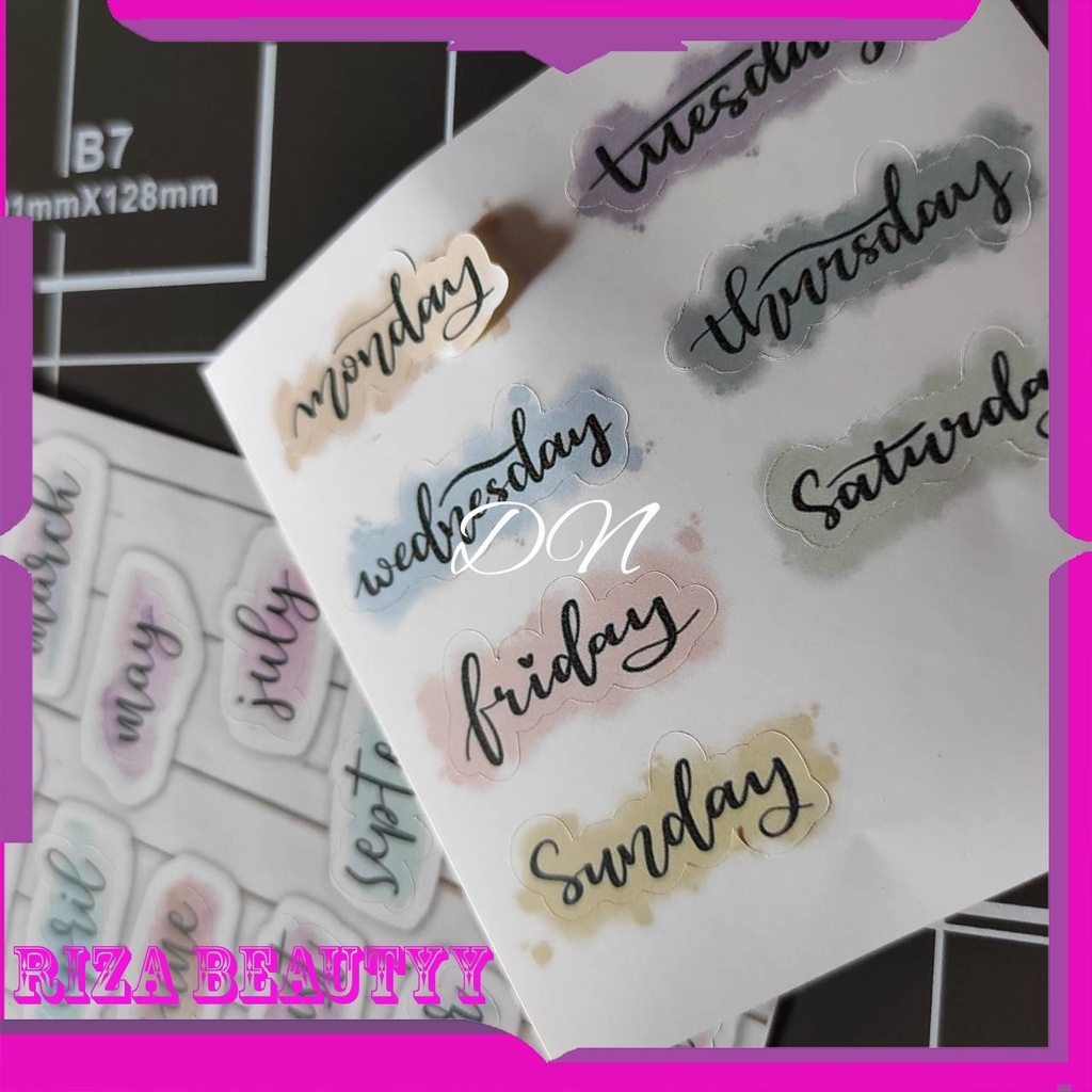 Jual 2 lembar Stiker kertas jurnal bulan hari 2lembar Sticker jurnal ...