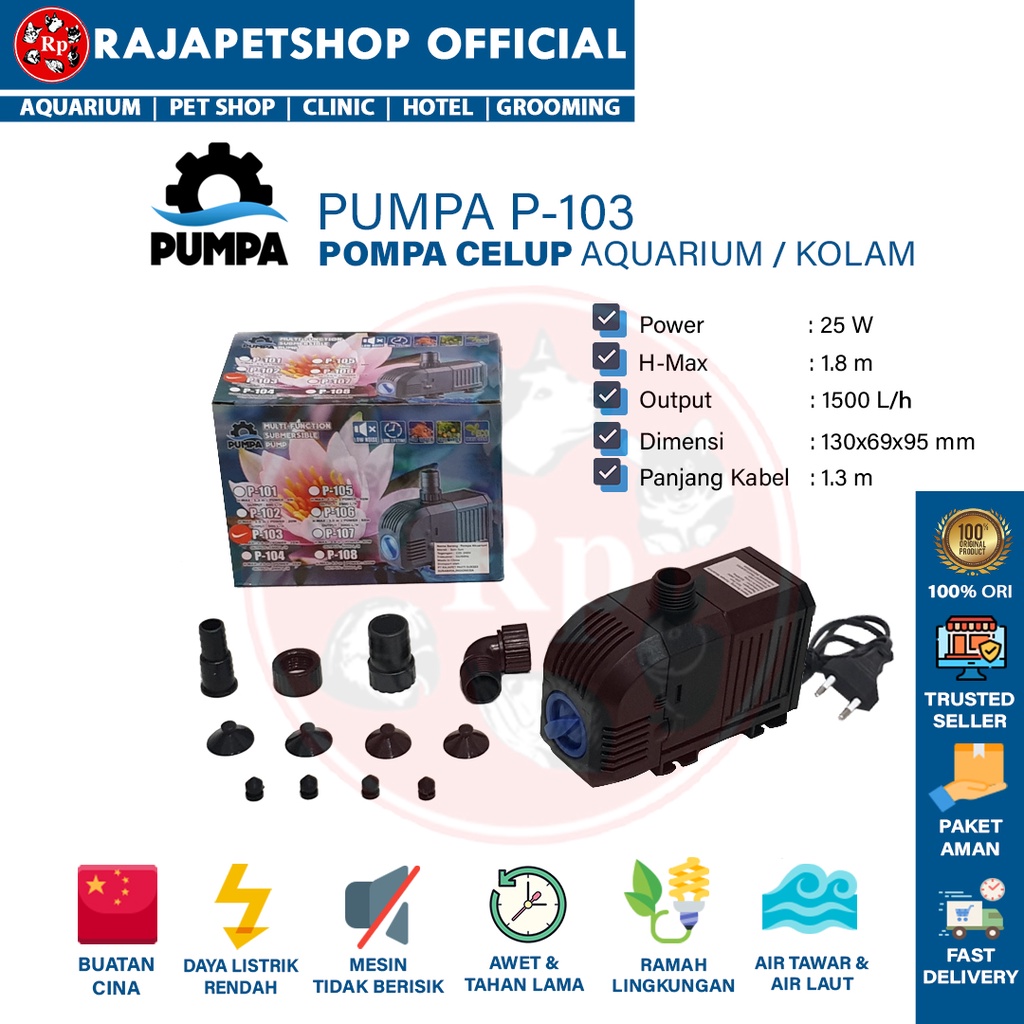 Jual ( POMPA AIR ) SUNSUN PUMPA P 103 SUBMERSIBLE WATER PUMP KOLAM ...