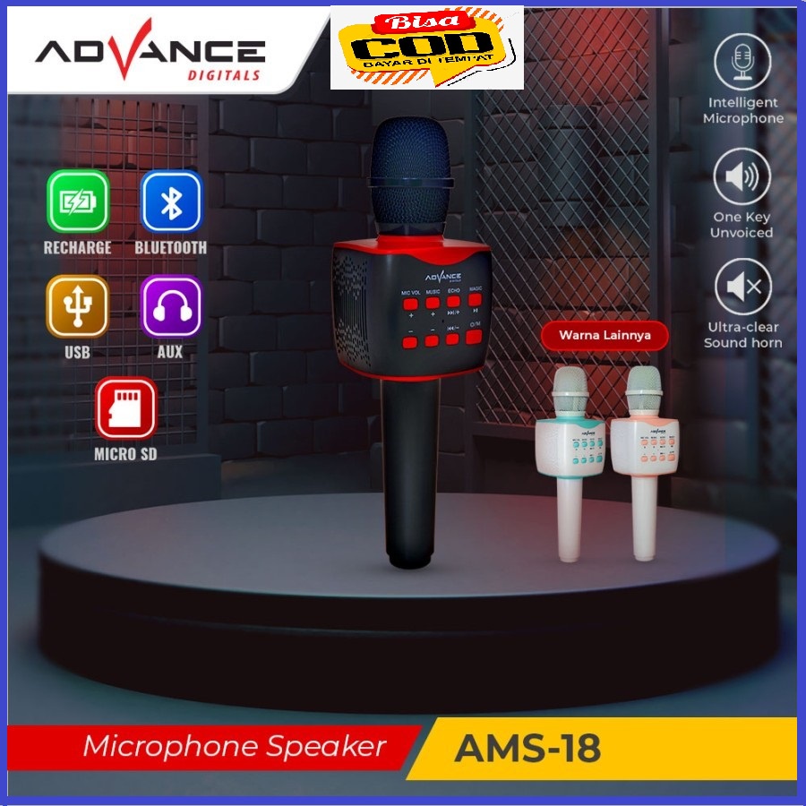 Jual Speaker Mic/Mik Karoke Bluetooth Murah Advance AMS-18-Original-new ...