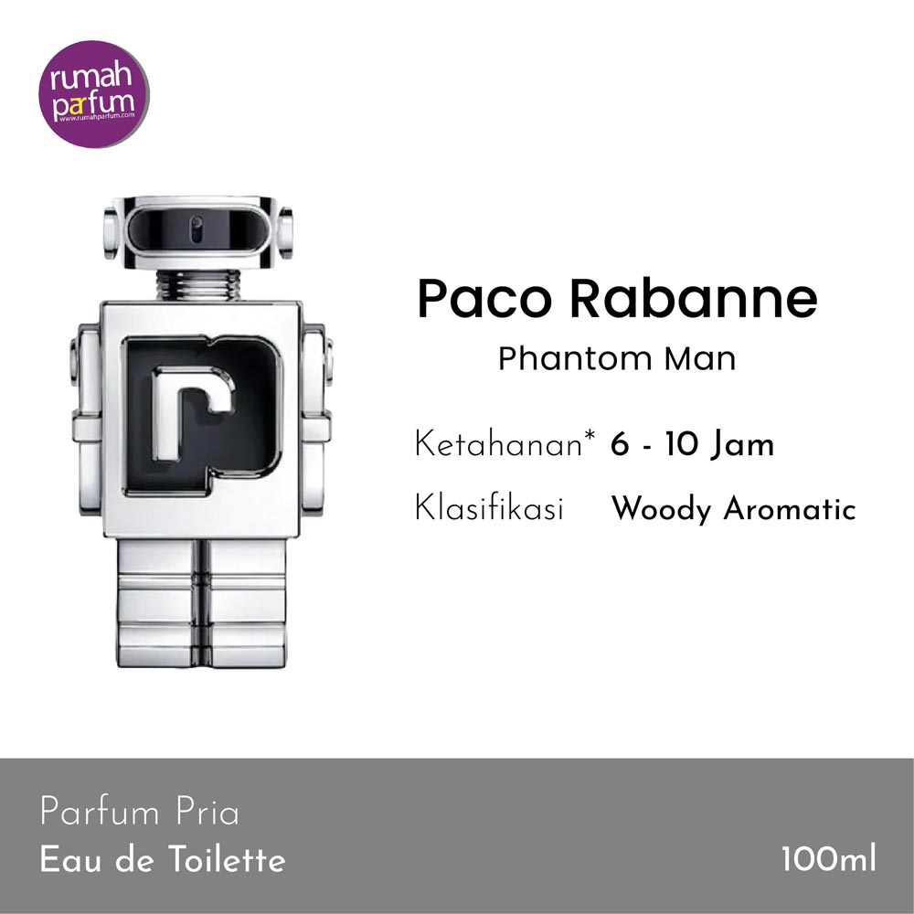 Jual Parfum Pria Paco Rabanne Phantom Man (100 mL) Perfume Cowok Tahan ...