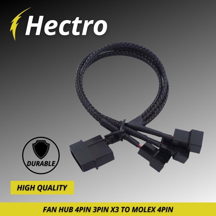 Jual HECTRO Kabel Splitter Fan Hub 4pin 3pin x3 to Molex 4pin Extension Kipas PC | Shopee Indonesia