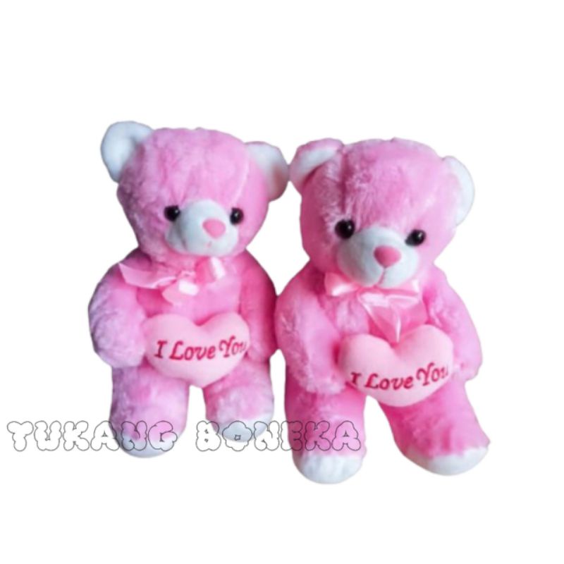 Jual Boneka Teddy Bear Love Pink Ukuran M SNI Tinggi 25cm | Shopee ...