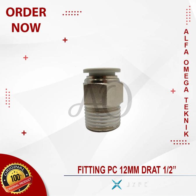 Jual FITTING LURUS PNEUMATIC 12MM DRAT MALE 1/2 INCH NEPEL SELANG PC 12-04 alfaom364 Diminati ...