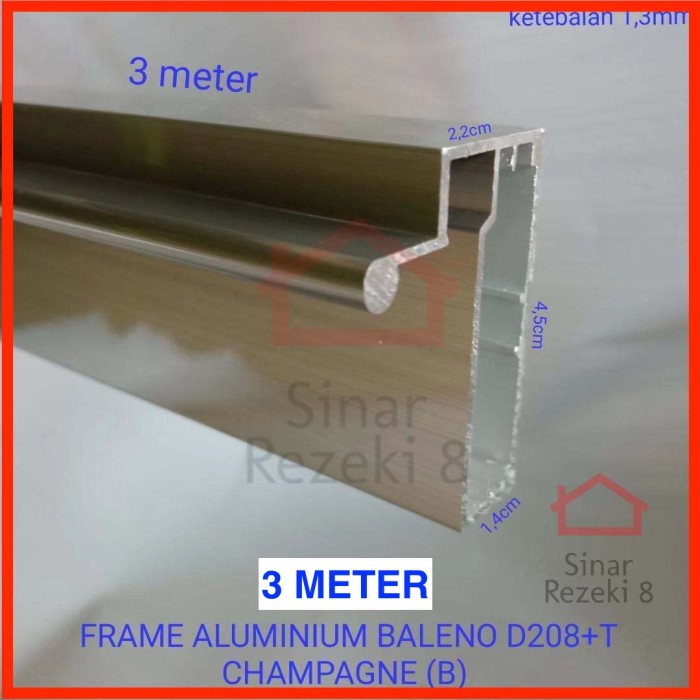 Jual FRAME Aluminium SS Champagne Handle Profil Kaca Pintu Lemari ...