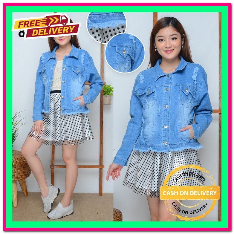 Jual Jaket Levis Jumbo Kekinian Oversize Jaket Levis Wanita Kekinian ...