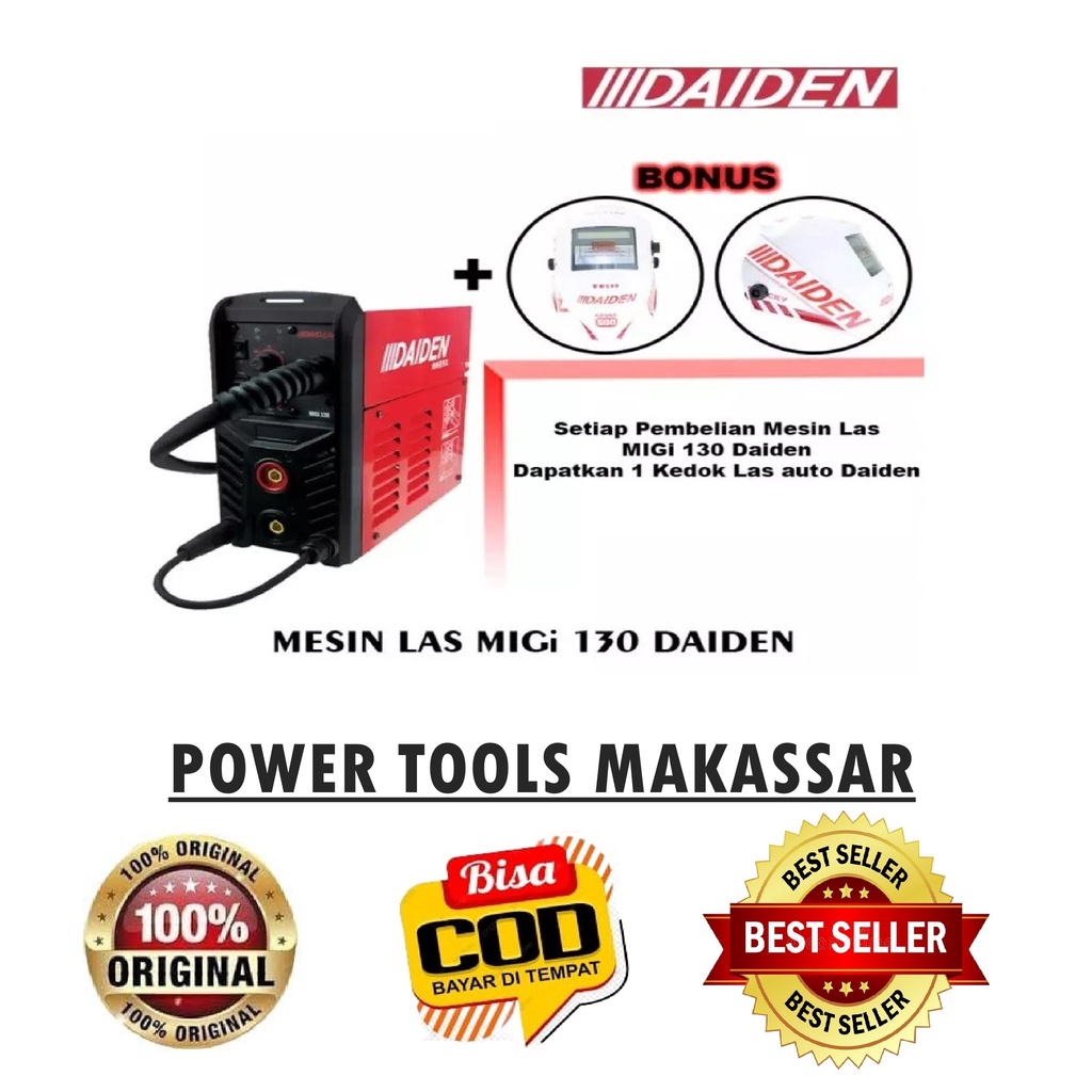 Jual Daiden MIGi MIG MAG 130 A 130A 2T/4T 2T / 4T Mesin Las CO2 Flux Core GasLess Stainless ...