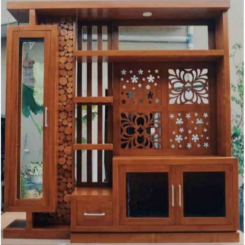 Jual PARTISI PENYEKAT RUANGAN/BUFET TV MINIMALIS JATI | Shopee Indonesia