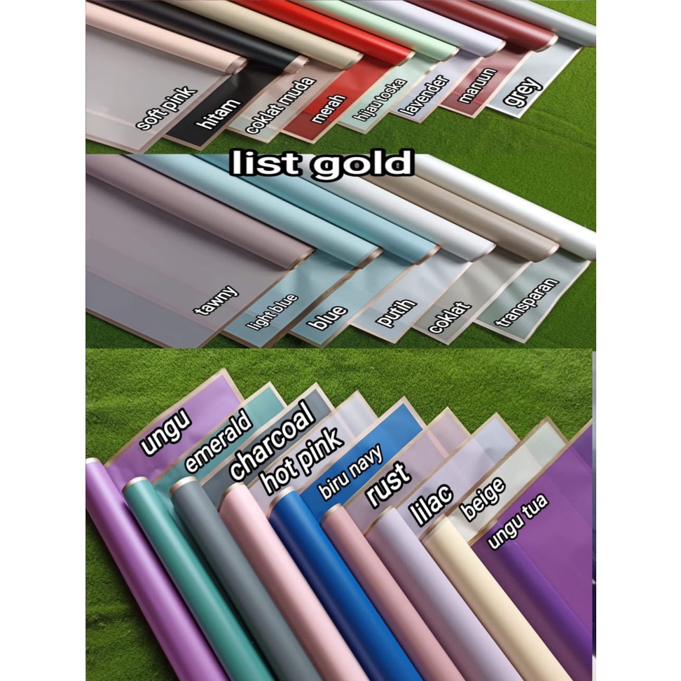 Jual 20 lembar kertas buket list gold#promo kertas cellophane# | Shopee ...