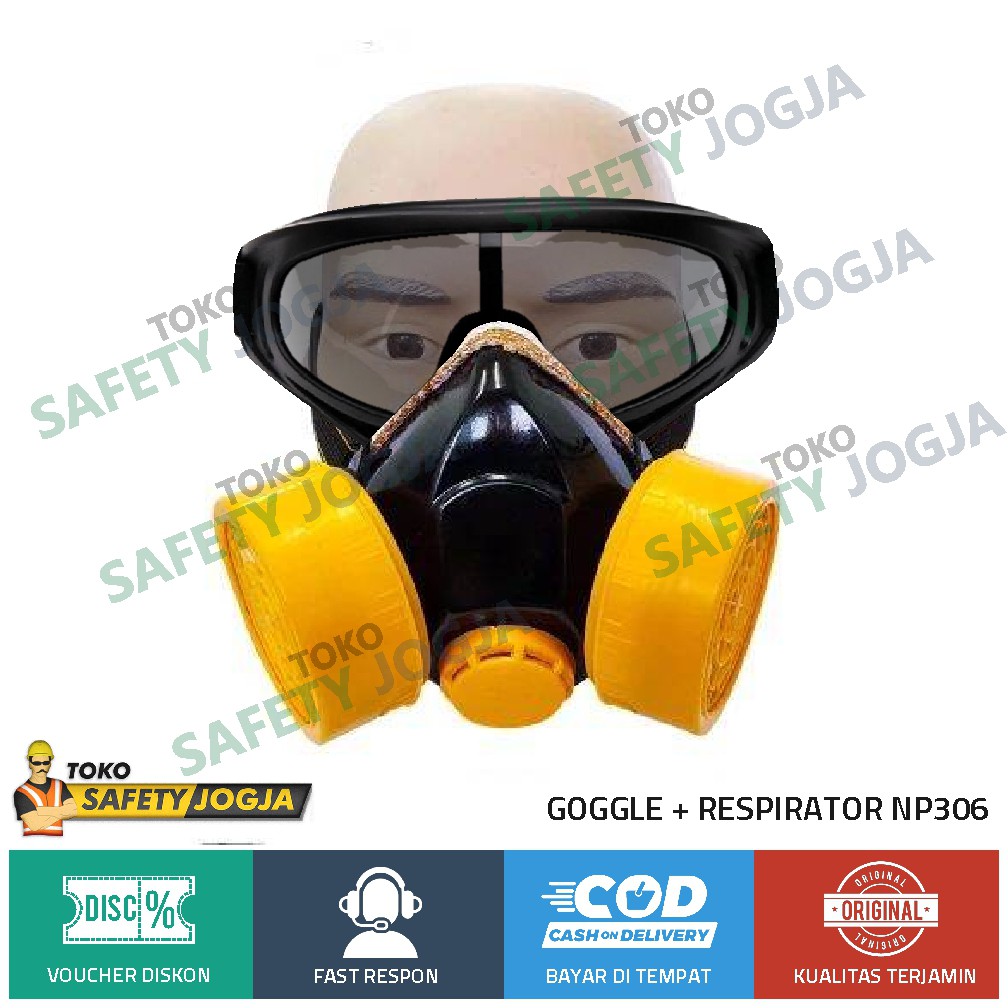 Jual MASKER ASAP / MASKER CHEMICAL / RESPIRATOR DOUBLE DAN KACAMATA ...
