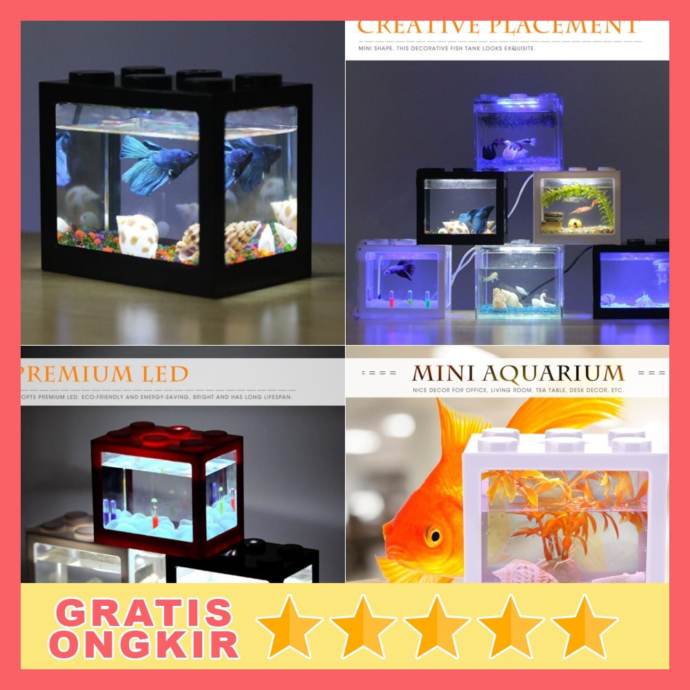 Jual Aquarium Akuarium ikan cupang Mini Lego Block with Colorful LED ...