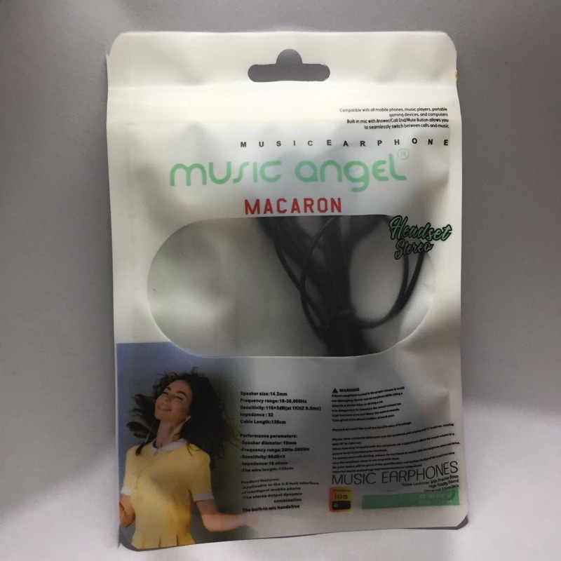 Jual Headset Music Angel Macaron Super Extra Bass Handsfree Earphone ...