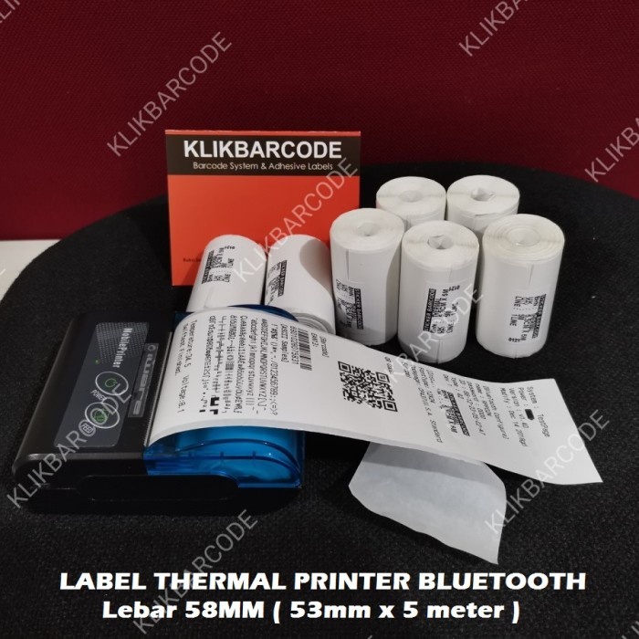 Jual LABEL STICKER BARCODE PRINTER THERMAL 58MM ( 53 x 5 meter ) TEMPEL ...