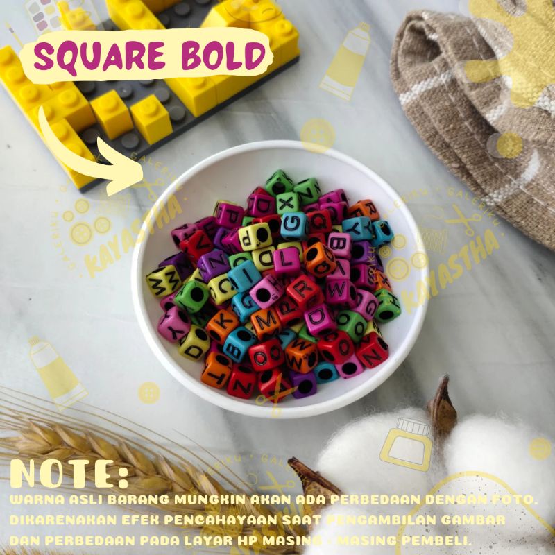Jual [ Pilih Huruf ] Manik Huruf Square Bold | Manik Abjad | Mote Huruf ...