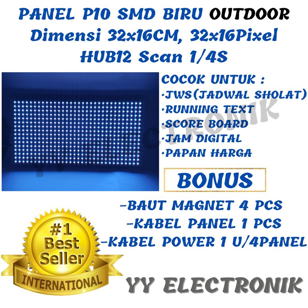 Jual Panel module modul Led P10 Running tex SMD Biru Blue Outdoor ...