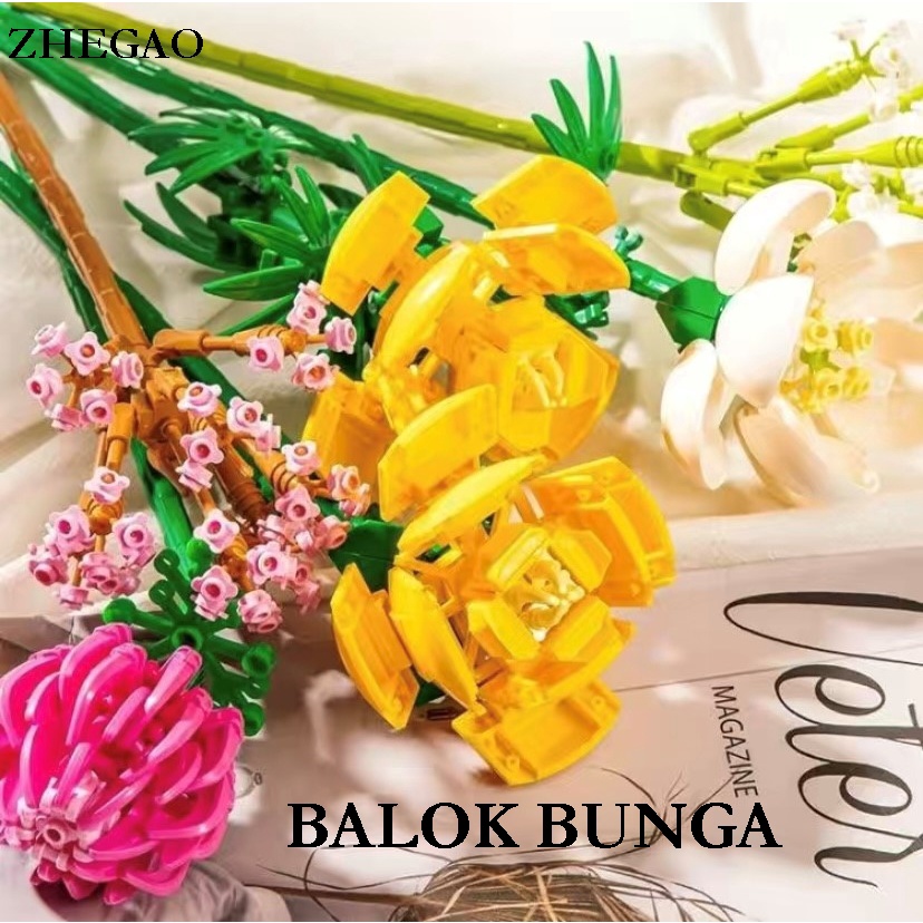 Jual Mainan Brick Balok Buket Bunga Blok Susun Bangunan Flower Bouquet ...