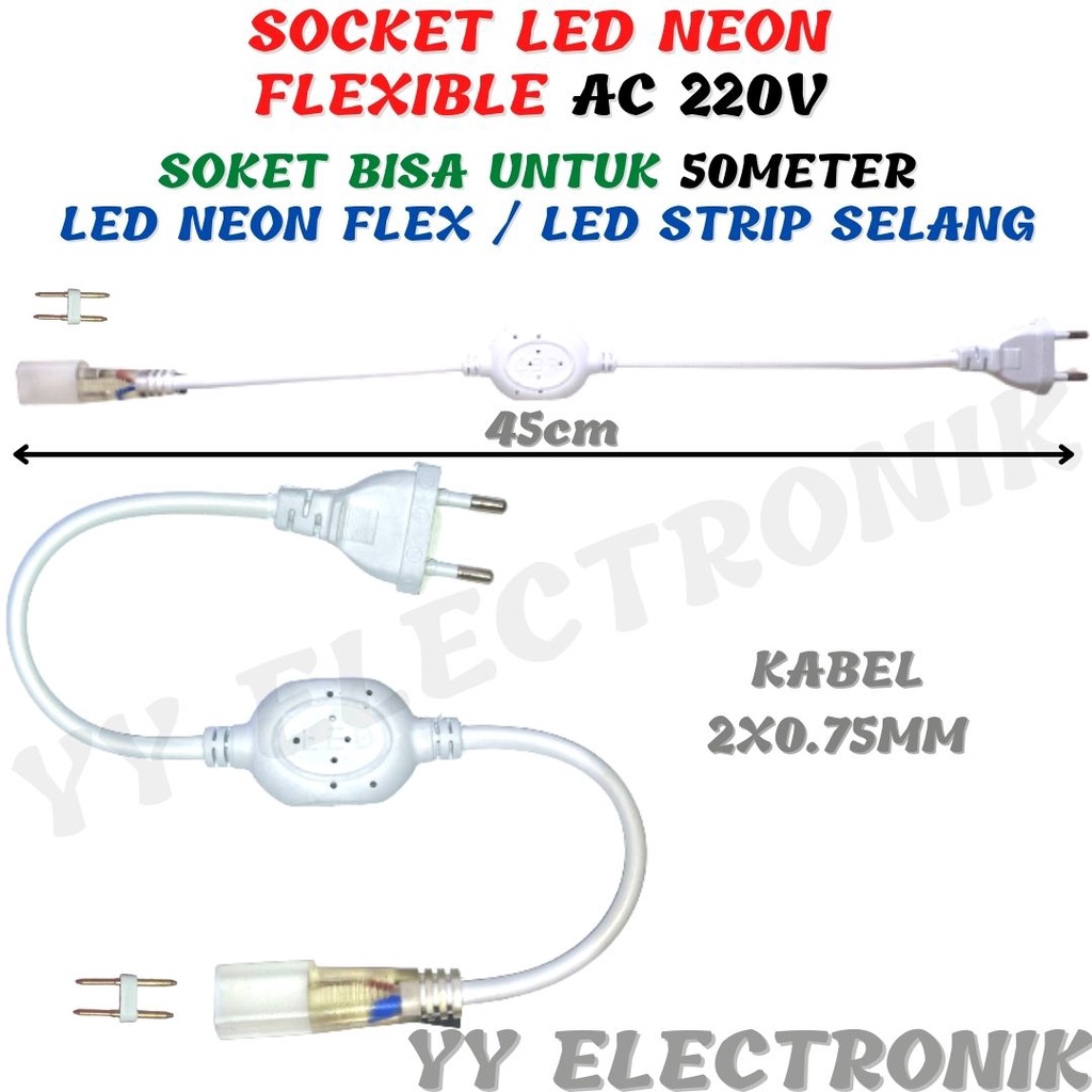 Jual Soket Adaptor 220V Neon Flex Socket Jack Lampu NEON FLEX LED ...