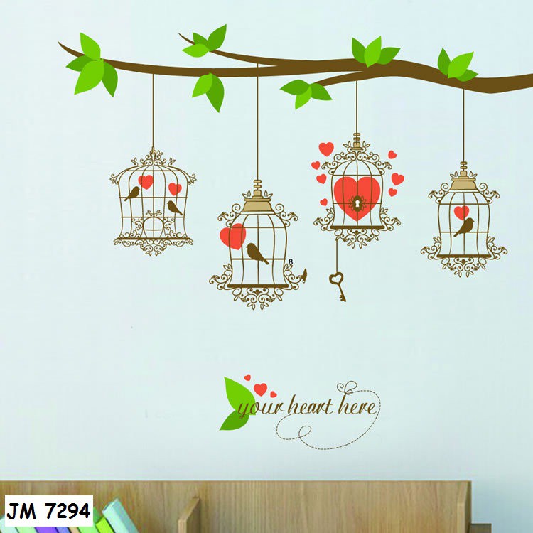 Jual METH WALL STICKER POHON RANTING SANGKAR CAGES BURUNG BIRD FRAME ...