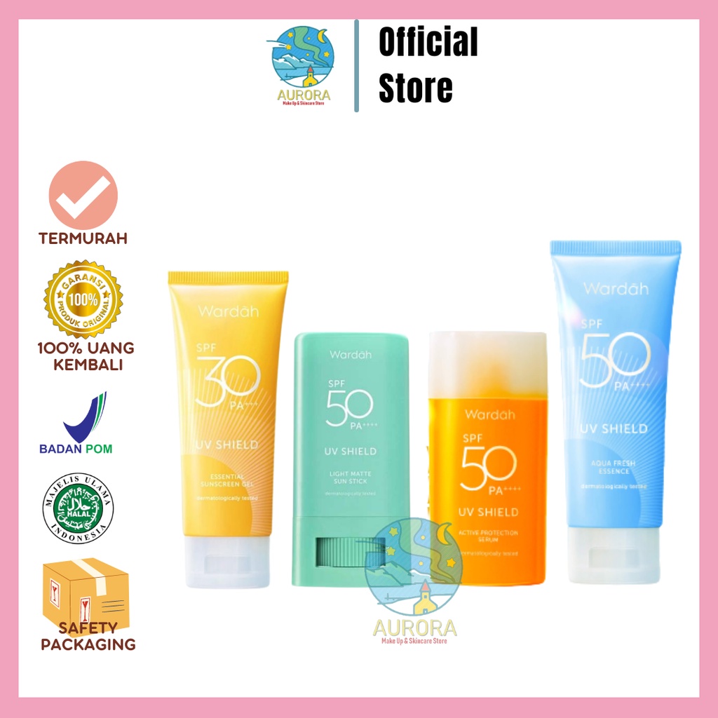 Jual ⭐Aurora⭐ WARDAH UV Shield Sunscreen Series | Sunscreen Biru Kuning Hijau Orange Wardah SPF ...