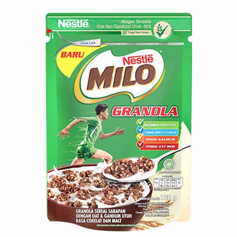 Jual Cereal Granola Milo 120 gram box zhipper, Cereal Breakfast ...
