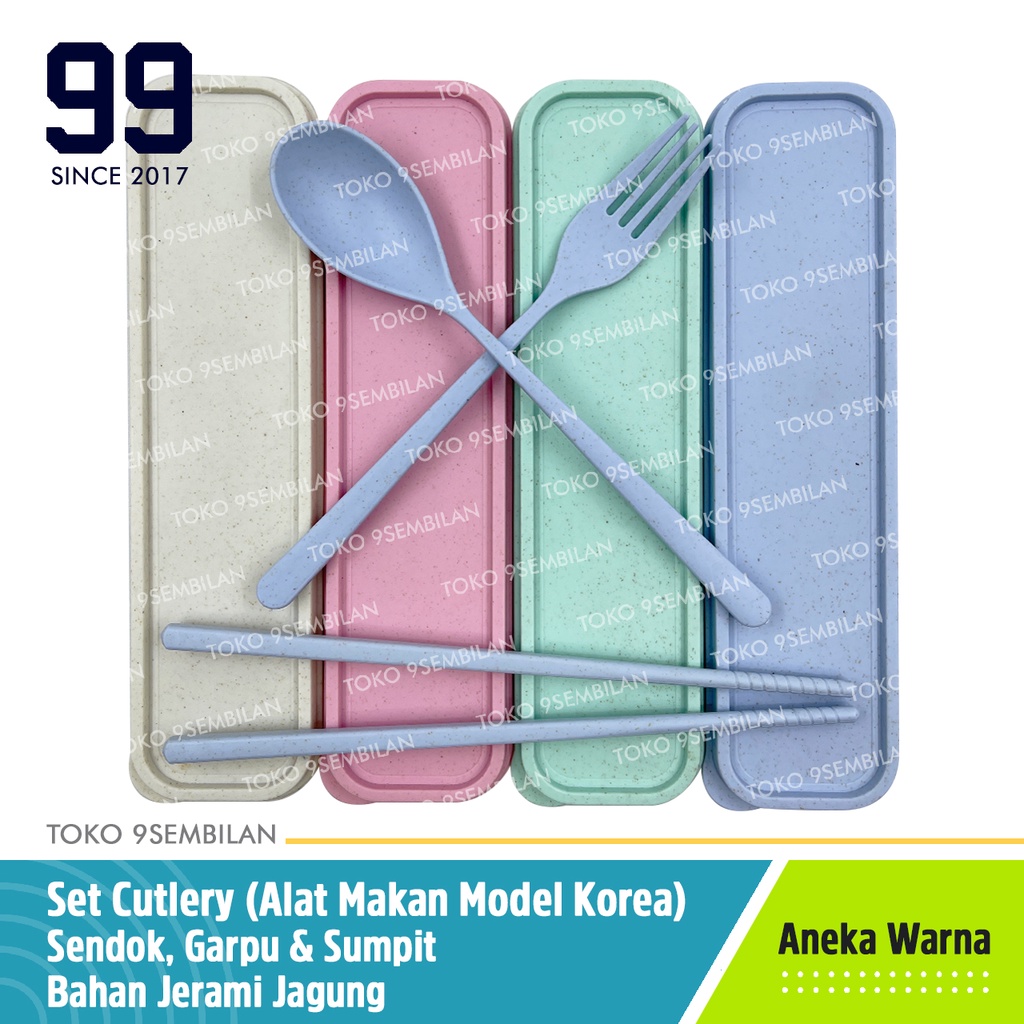 Jual Set Alat Makan Model Korea Sendok Garpu Sumpit Bahan Jerami ...