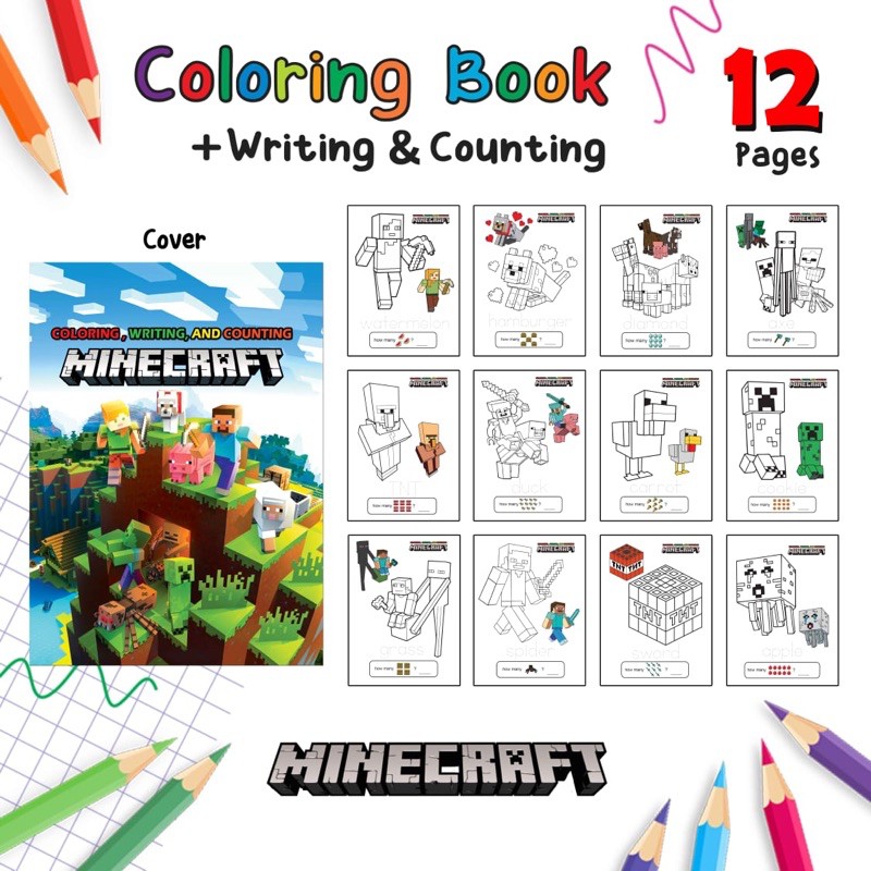 Jual Coloring Book Writing Counting Buku Mewarnai Roblox Minecraft AOT ...
