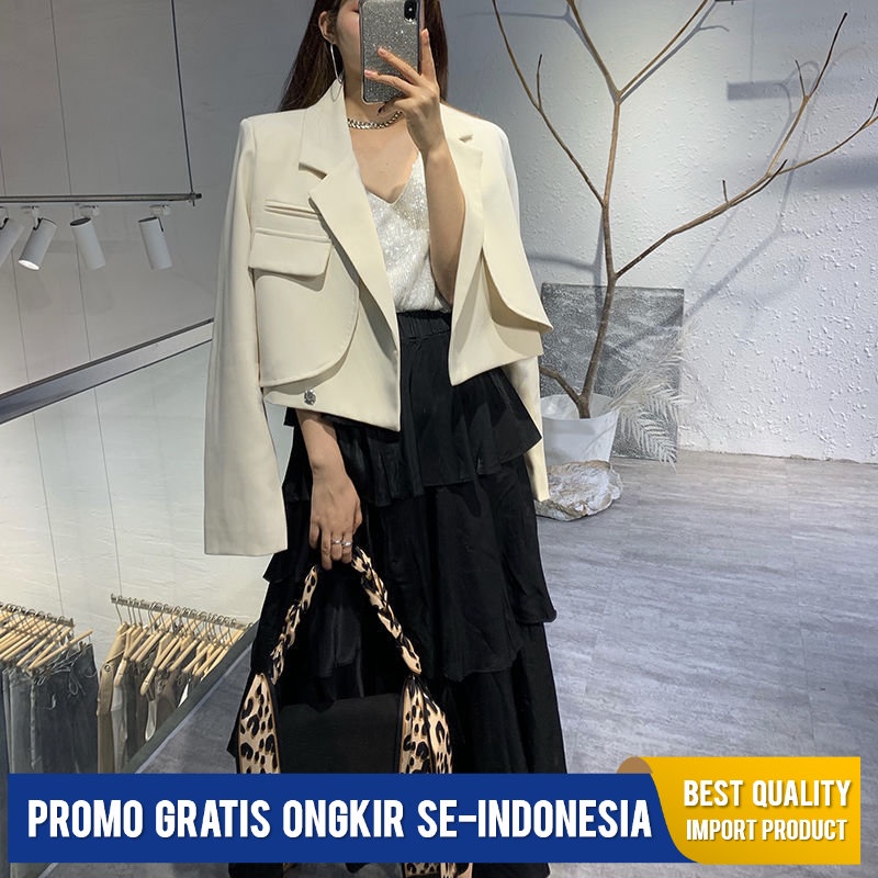 Jual Blazer wanita Liar Pendek Kecil Single Saku Style at Suit Top Import | Shopee Indonesia