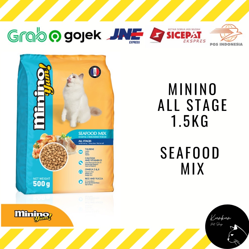 Jual MININO YUM ADULT & KITTEN (ALL STAGE) SEAFOOD - 1.5KG (DRY CAT ...