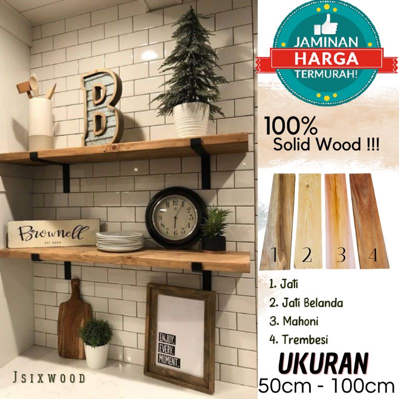 Jual Rak Dinding Ambalan Kayu Asli EXTRA Besar Rak Serbaguna Rak Buku ...