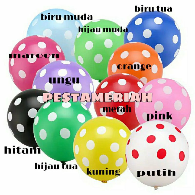 Jual BALON LATEX POLKADOT 12 INCH / BALON POLKADOT ECER / BALON ... Jual BALON LATEX POLKADOT 12 INCH / BALON POLKADOT ECER / BALON ...