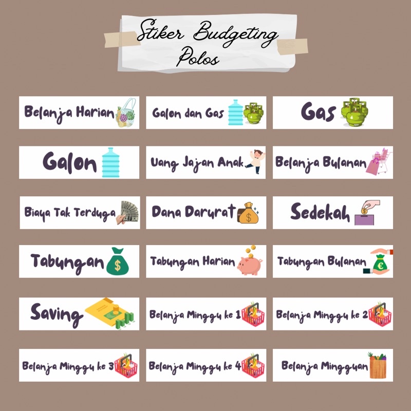 Jual Stiker Dompet Keuangan var Polos/ Stiker Budgeting var Polos PART A | Shopee Indonesia