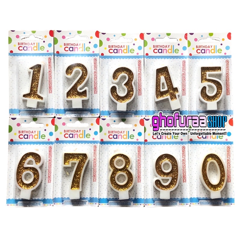 Jual Lilin Angka Kue Ulang Tahun Warna Pink Polkadot dan gold list ...