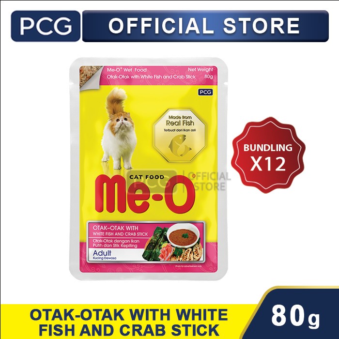 Jual Me-O Pouch Cat Food Adult Otak - Otak with White Fish and Crab ...