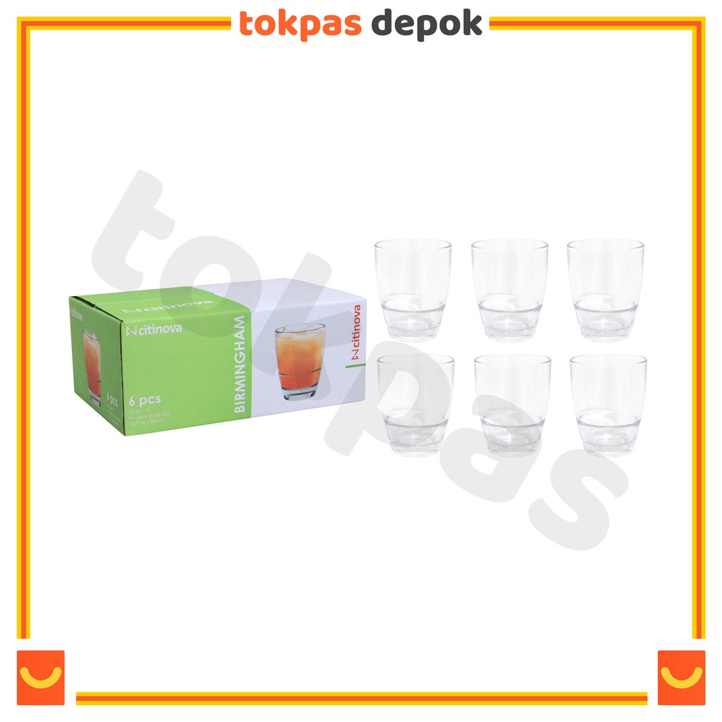 Jual Gelas Kaca Bulat 360 ml SET 6 Pcs Birmingham Citinova PJ 38 13 CT ...