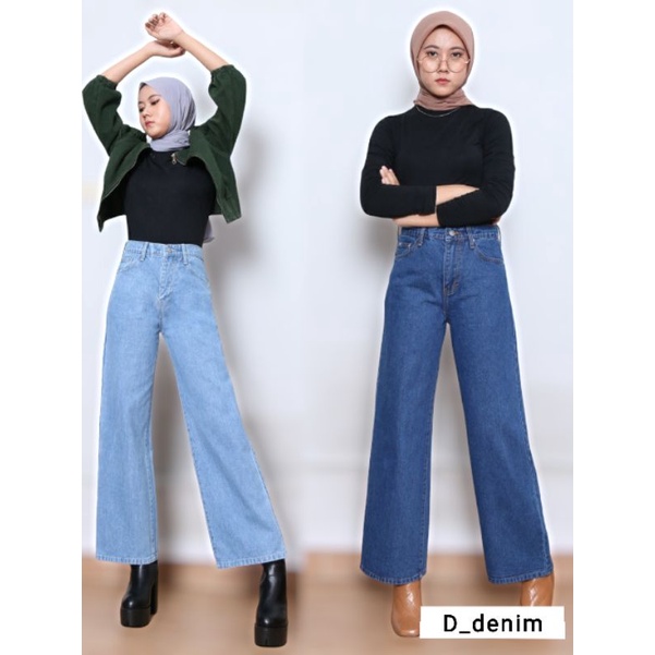 Jual Highwaist kulot jeans loose kulot jeans premium tebal | Shopee ...