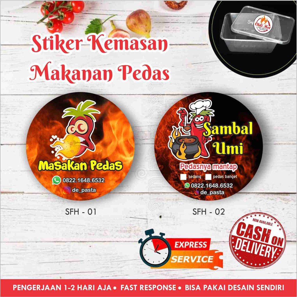 Jual [170 pcs] Stiker makanan pedas Cromo bulat/ Label kemasan / stiker ...