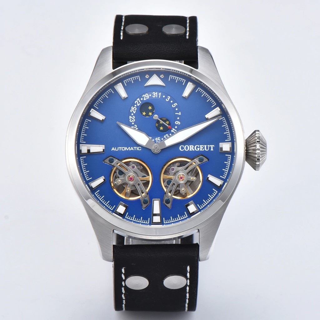Jual Jam tangan mekanik pria 47mm Corgeut flywheel Mechanical Automatic ...