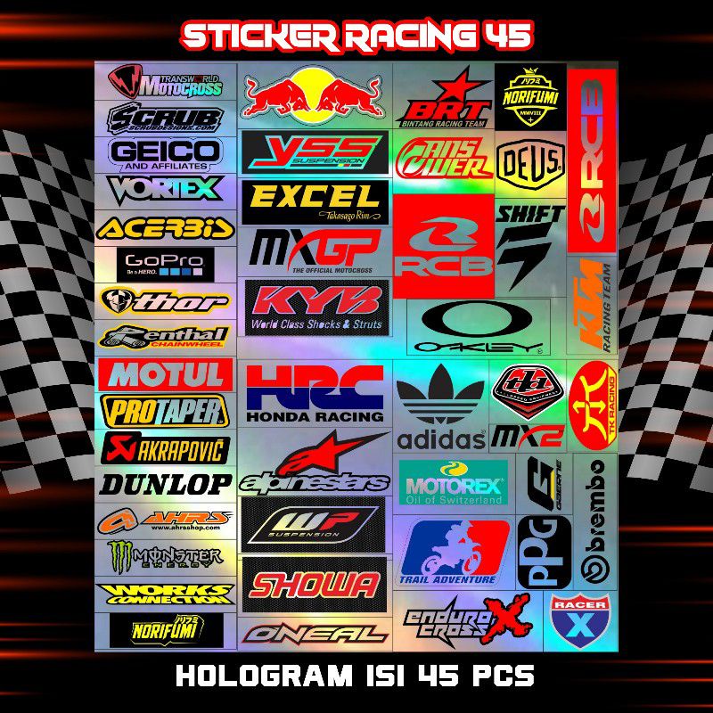 Jual Stiker Racing Pack Vinyl dan Hologram isi 25 27 40 45 Stiker Helm ...