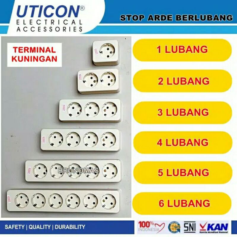 Jual UTICON STOP KONTAK ARDE 1 - 6 LUBANG / TERMINAL KUNINGAN UTICON (TANPA KABEL, HANYA STOP ...