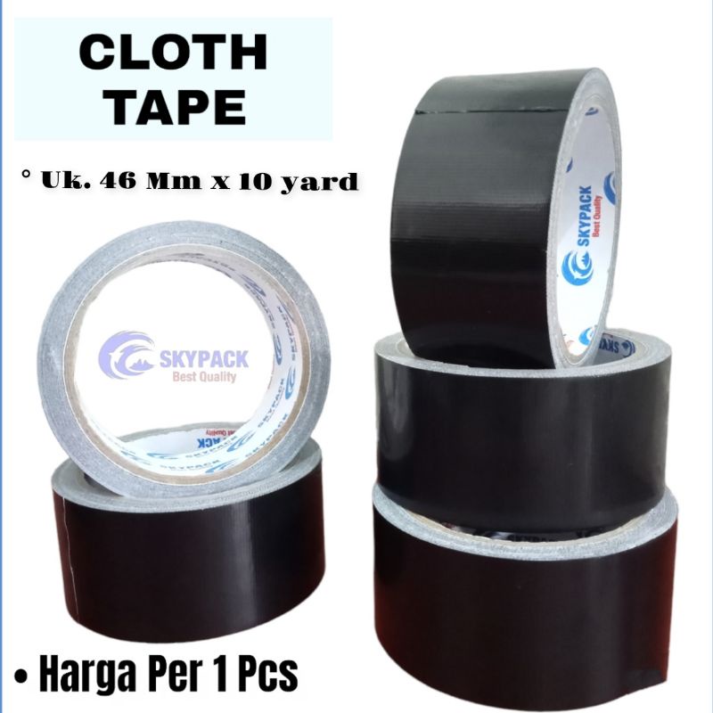 Jual Lakban Cloth Tape Hitam SKYPACK ukuran 46 Mm x 10 yard | Shopee ...