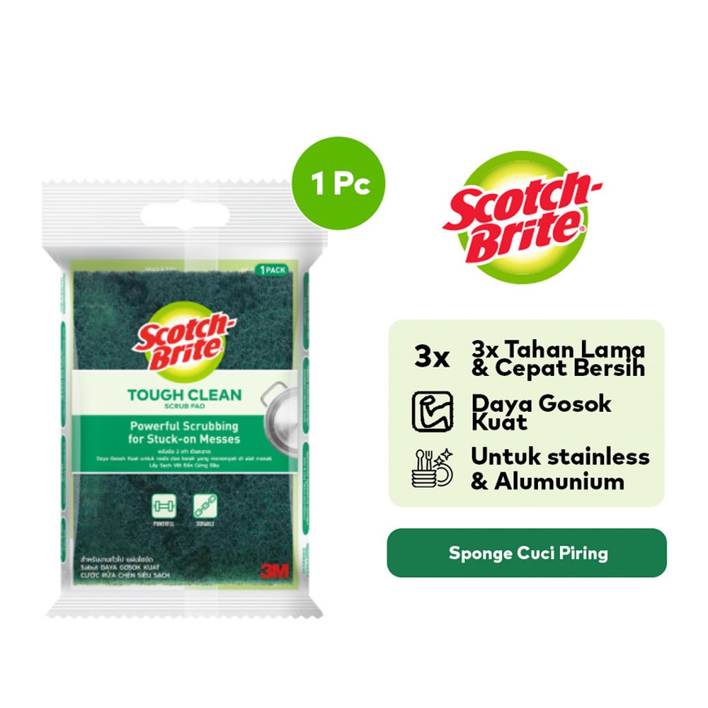 Jual 3M Scotch Brite Sabut Cuci Piring Sabut Hijau ID 10 Sabut 1-69 ...