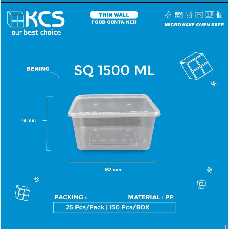 Jual (ISI 25pcs) Thinwall Square KCS 1500ml | Shopee Indonesia