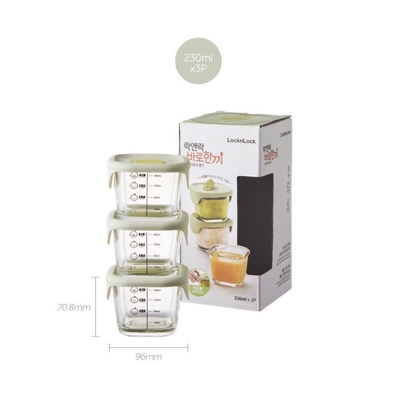 Jual Lock n Lock Baby Food Container MPASI Set 3p 230ml 260ml 280ml wadah mpasi kaca LLG508S3 ...